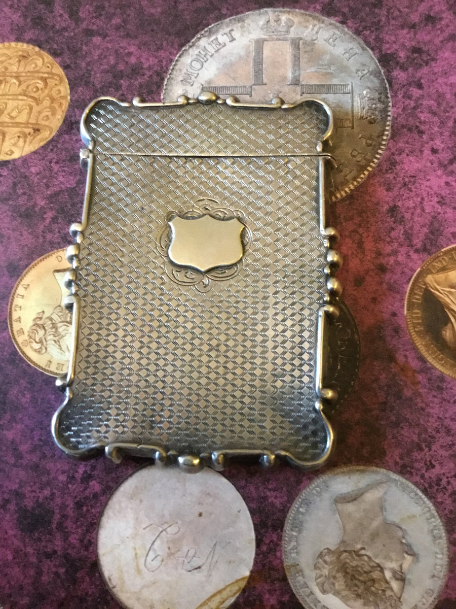 Antique Silver engraved calling card case 19th century